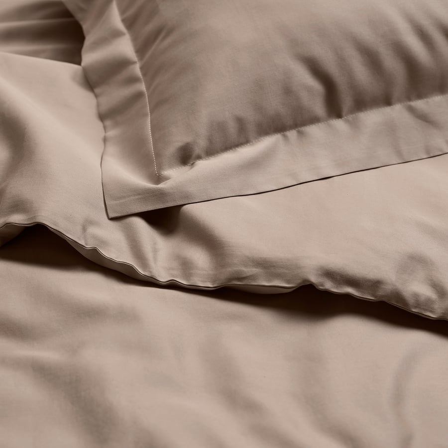 LUKTJASMIN duvet cover and pillowcase(s), gray-beige, Twin - IKEA US