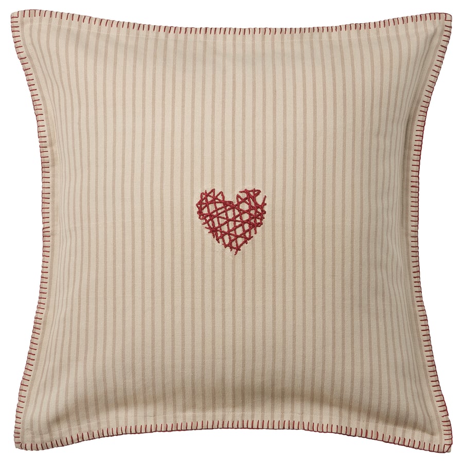 MÄVINN cushion cover, beige red/heart, 20x20" - IKEA