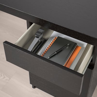MALM desk, black-brown, 551/8x255/8" - IKEA