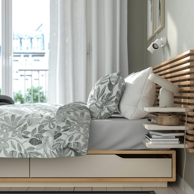 MANDAL bed frame with headboard, birch/white, 63x783/4" - IKEA