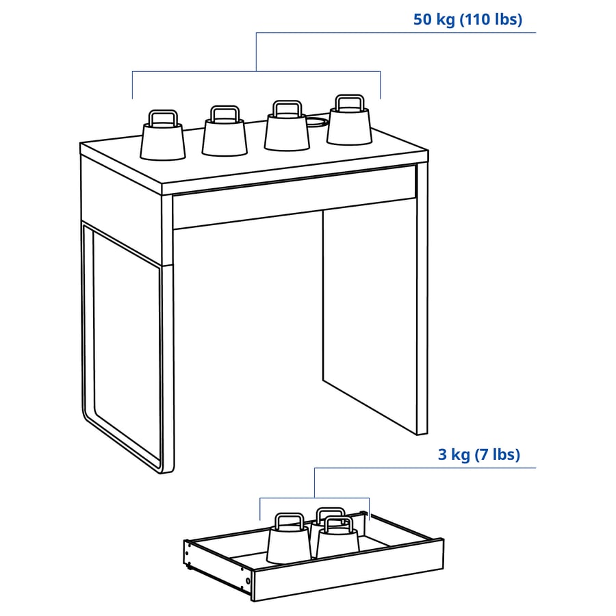MICKE Desk, white, 28 3/4x19 5/8" - IKEA