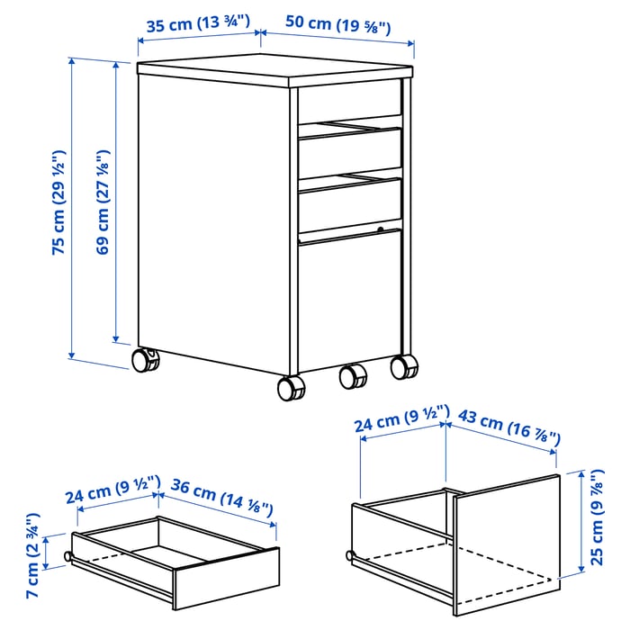 MICKE Drawer unit/drop file storage, white, 13 3/4x29 1/2" - IKEA