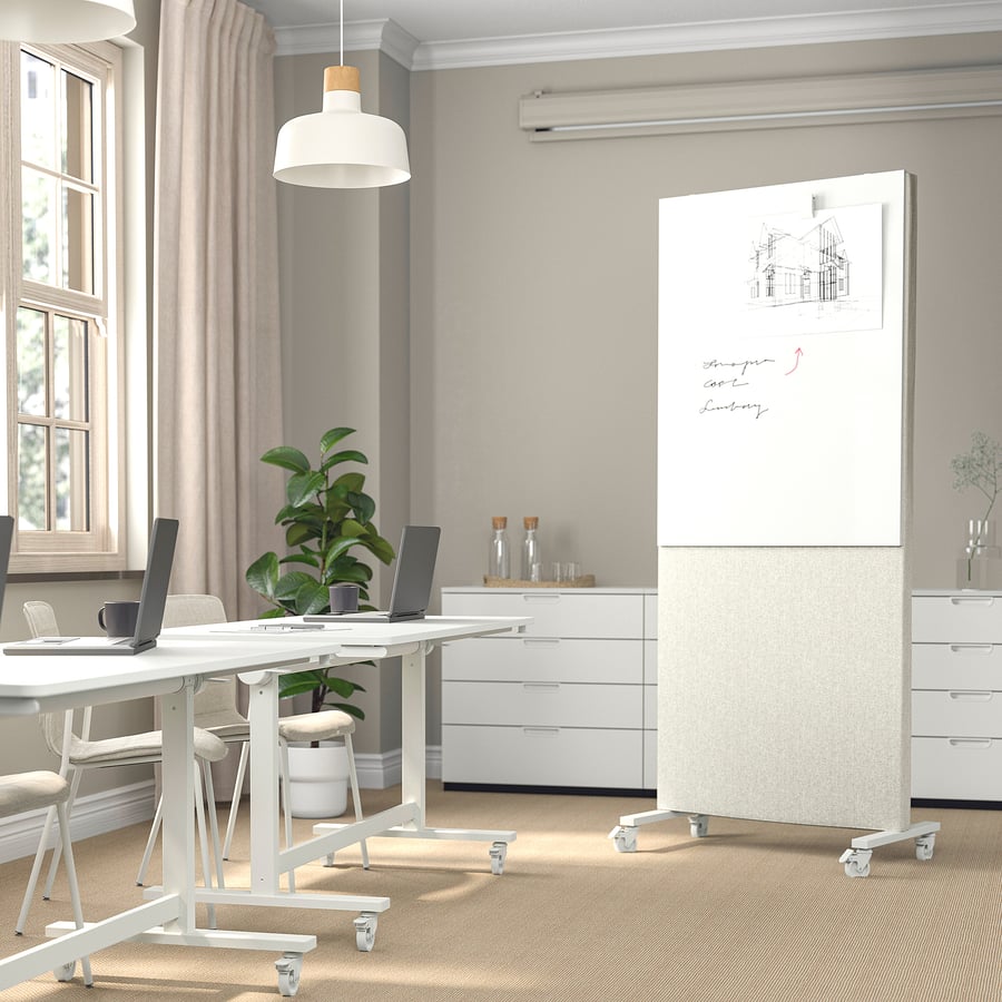 MITTZON acoustic screen f frame w castors, Gunnared beige, 331/2x76x2 ...