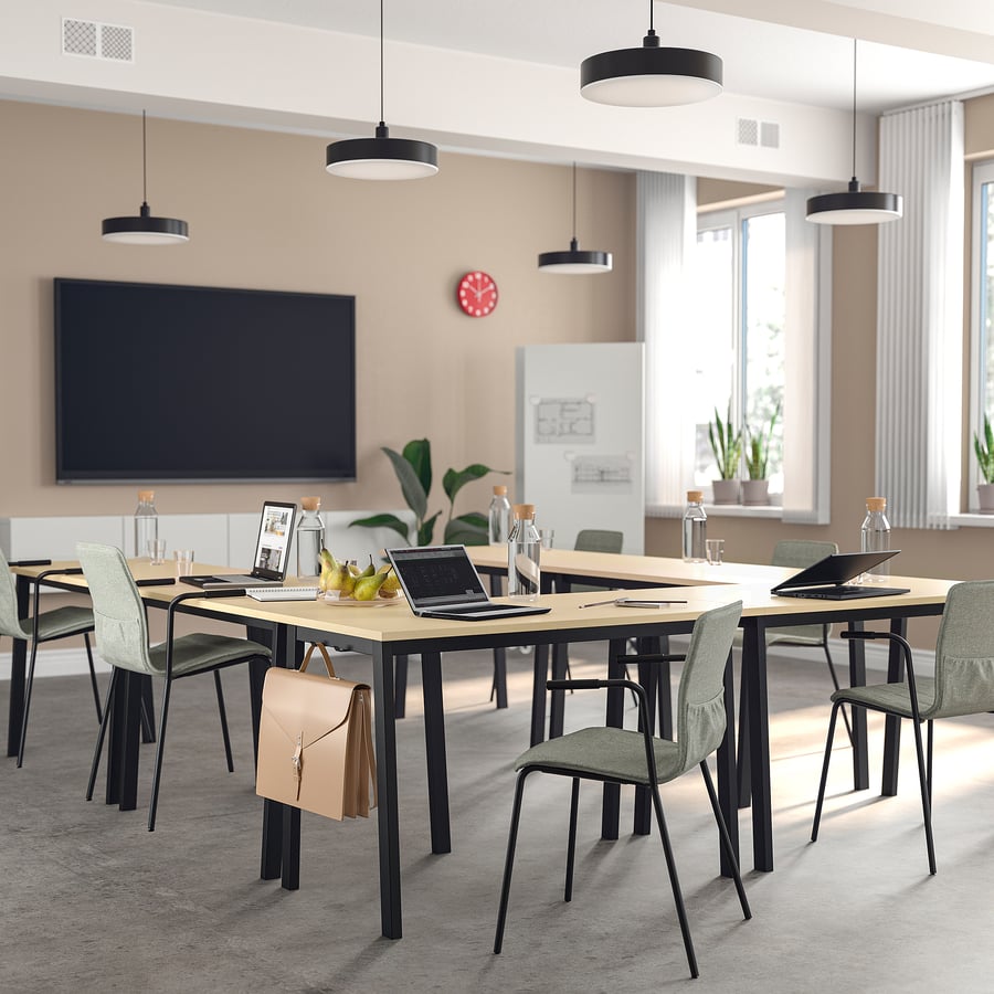 MITTZON conference table, birch veneer/black, 471/4x263/4x291/2" - IKEA