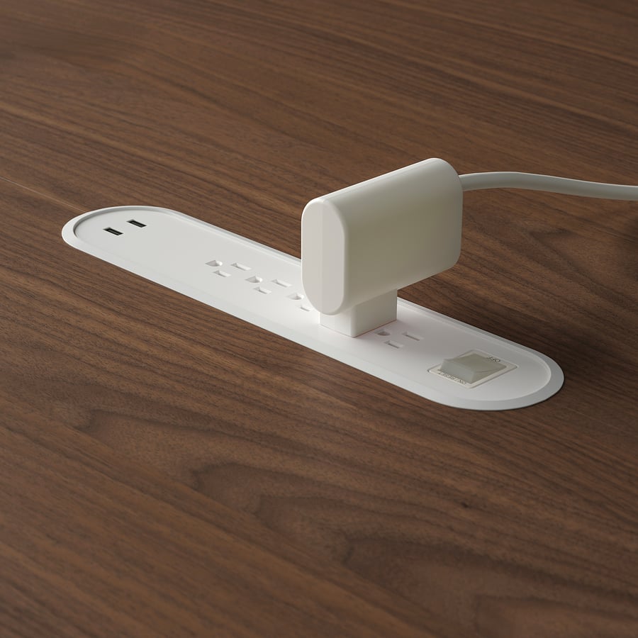 MITTZON conference table, round walnut veneer/white, 471/4x291/2" - IKEA