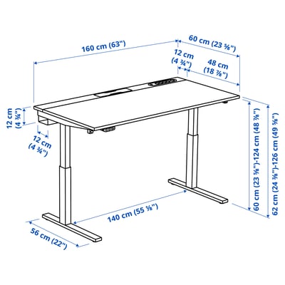 MITTZON desk sit/stand, electric birch veneer/white, 63x235/8" - IKEA