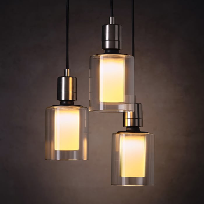 MOLNART LED bulb E26 150 lumen, cylinder glass/stripe, 4" - IKEA