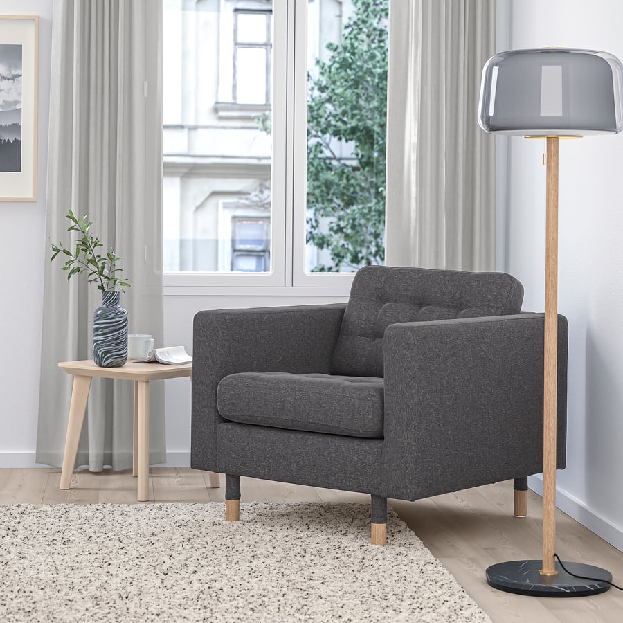 MORABO armchair, Gunnared dark gray/wood - IKEA