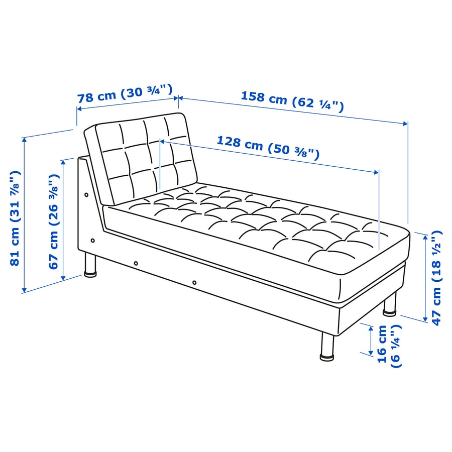 MORABO chaise, add-on unit, Djuparp dark blue/wood - IKEA