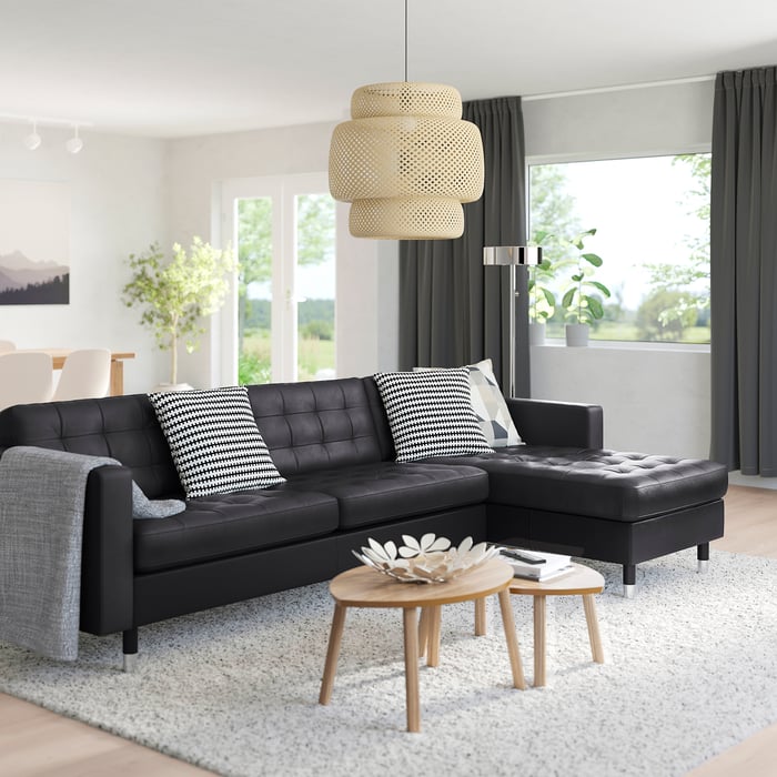 MORABO sectional, 4-seat, with chaise/Grann/Bomstad black/metal - IKEA