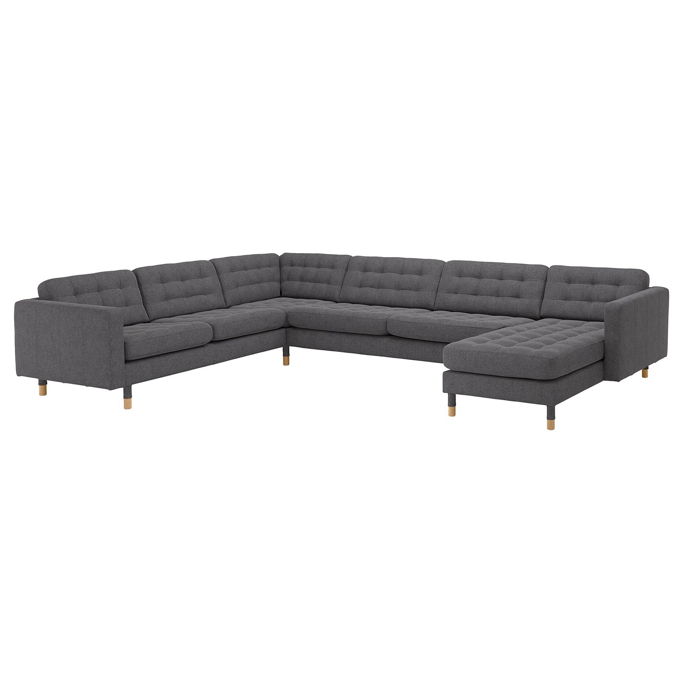 MORABO sectional 6-seat crn/chaise, Gunnared dark gray/wood - IKEA