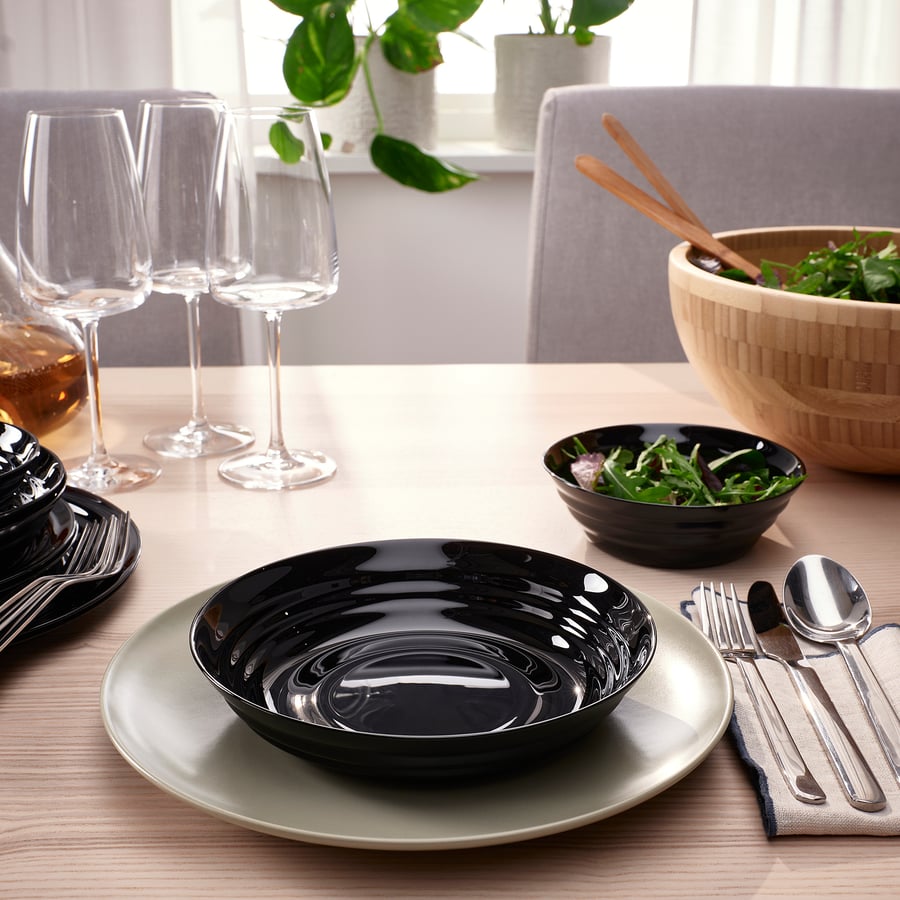 NÄTBARB deep plate/bowl, black, 7 ½" - IKEA