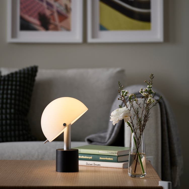 NÖDMAST LED portable lamp, battery operated, white/black, 10 ¼" - IKEA