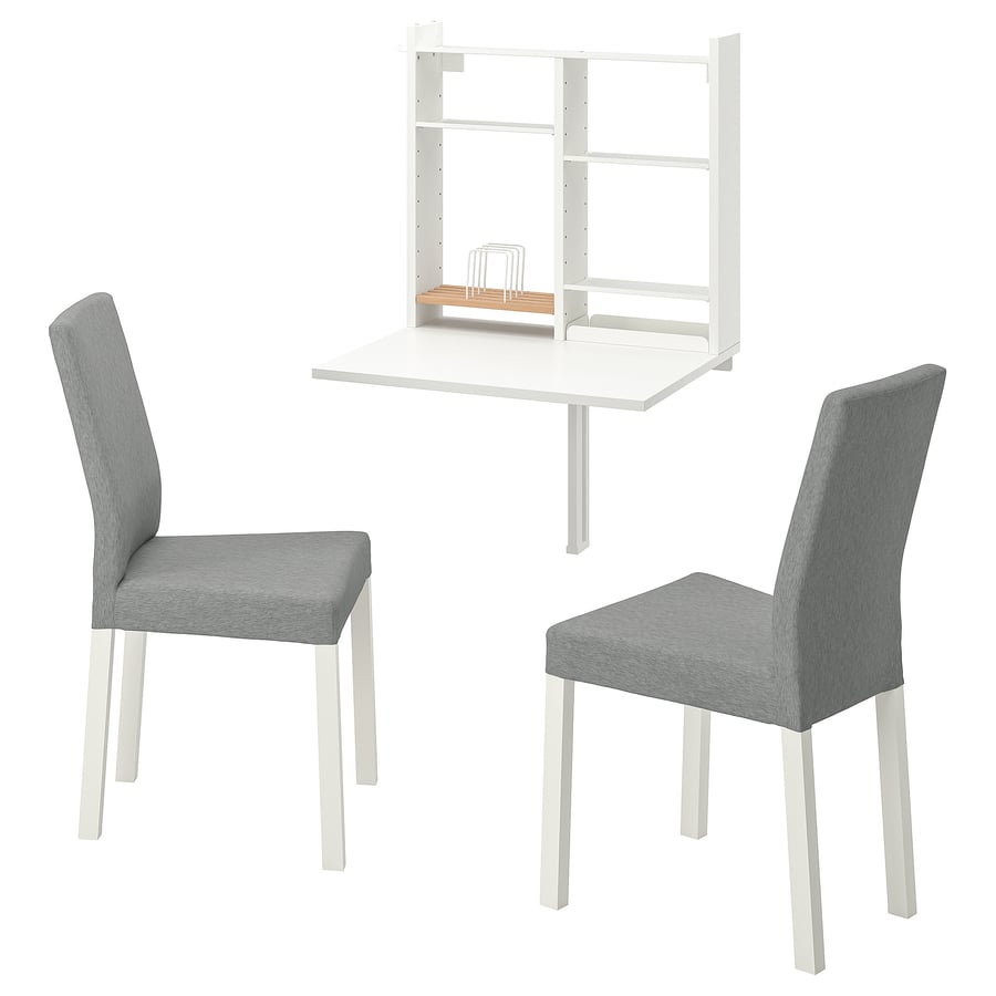NORBERG / KÄTTIL table and 2 chairs, white/Knisa light gray - IKEA