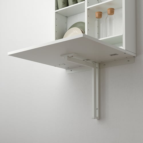NORBERG wall-mount drop-leaf tbl w storage, white, 251/4x235/8" - IKEA