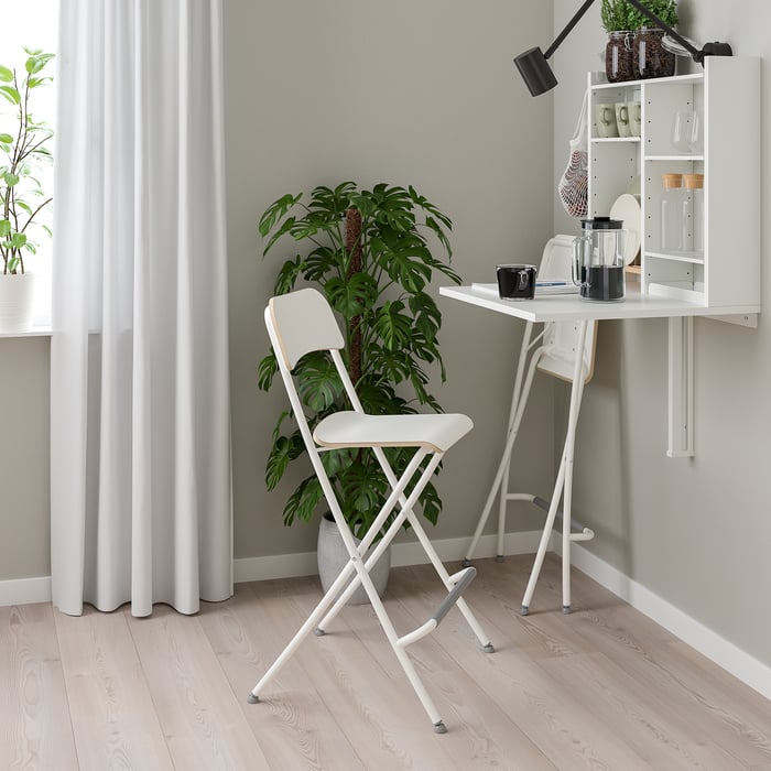 NORBERG wall-mount drop-leaf tbl w storage, white, 251/4x235/8" - IKEA