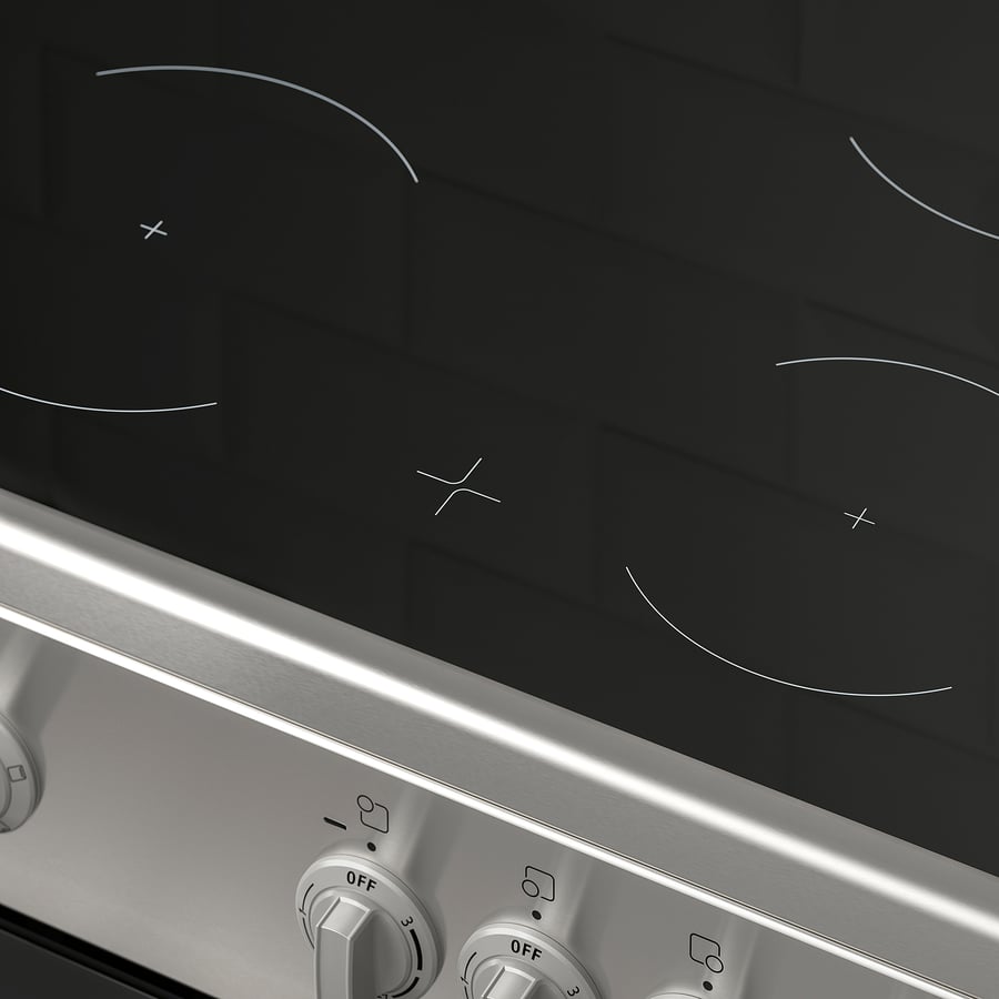 ÖRMINGE range with glass ceramic cooktop, Stainless steel, 24" - IKEA