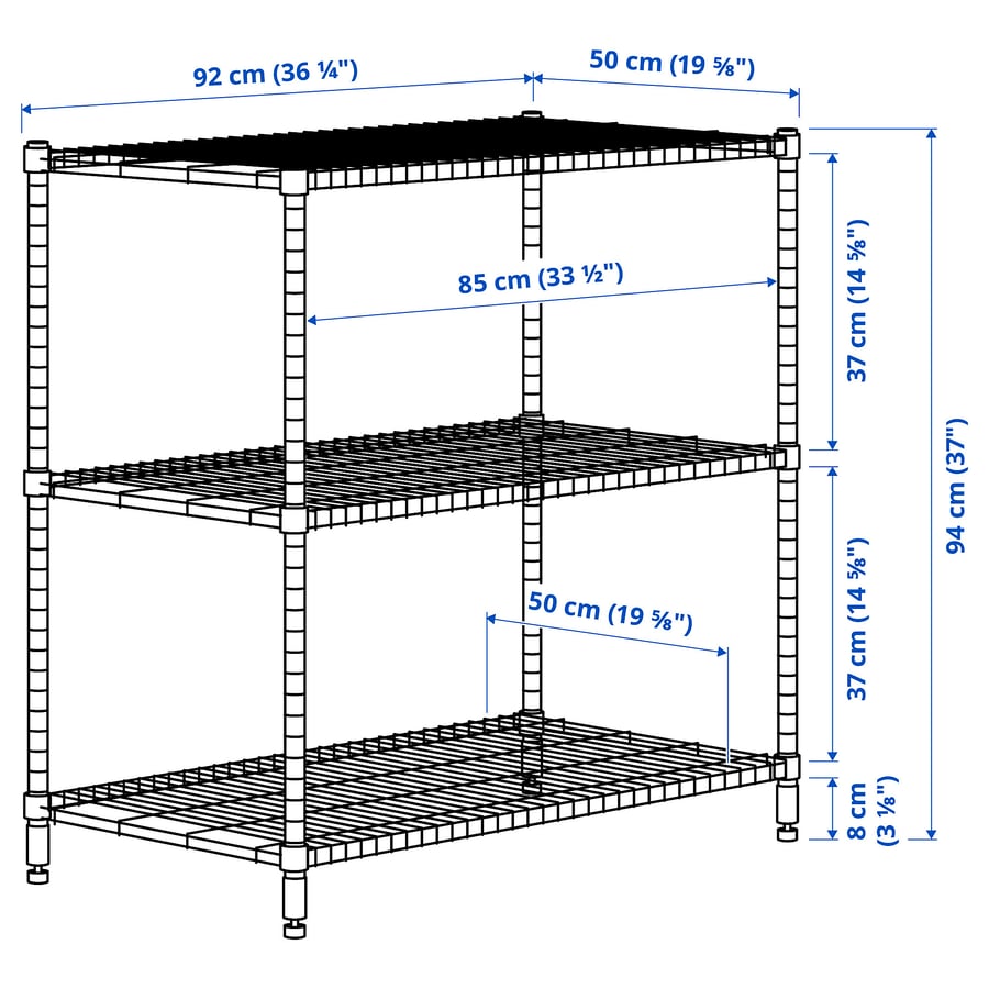 OMAR shelf unit, galvanized, 361/4x195/8x37" - IKEA