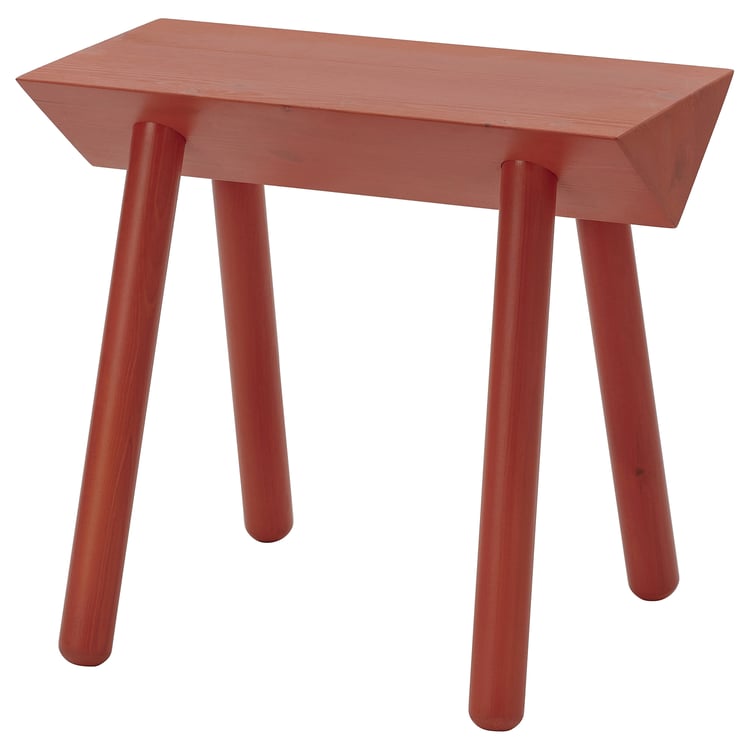 OMMJÄNGE stool, orange-red/stained - IKEA