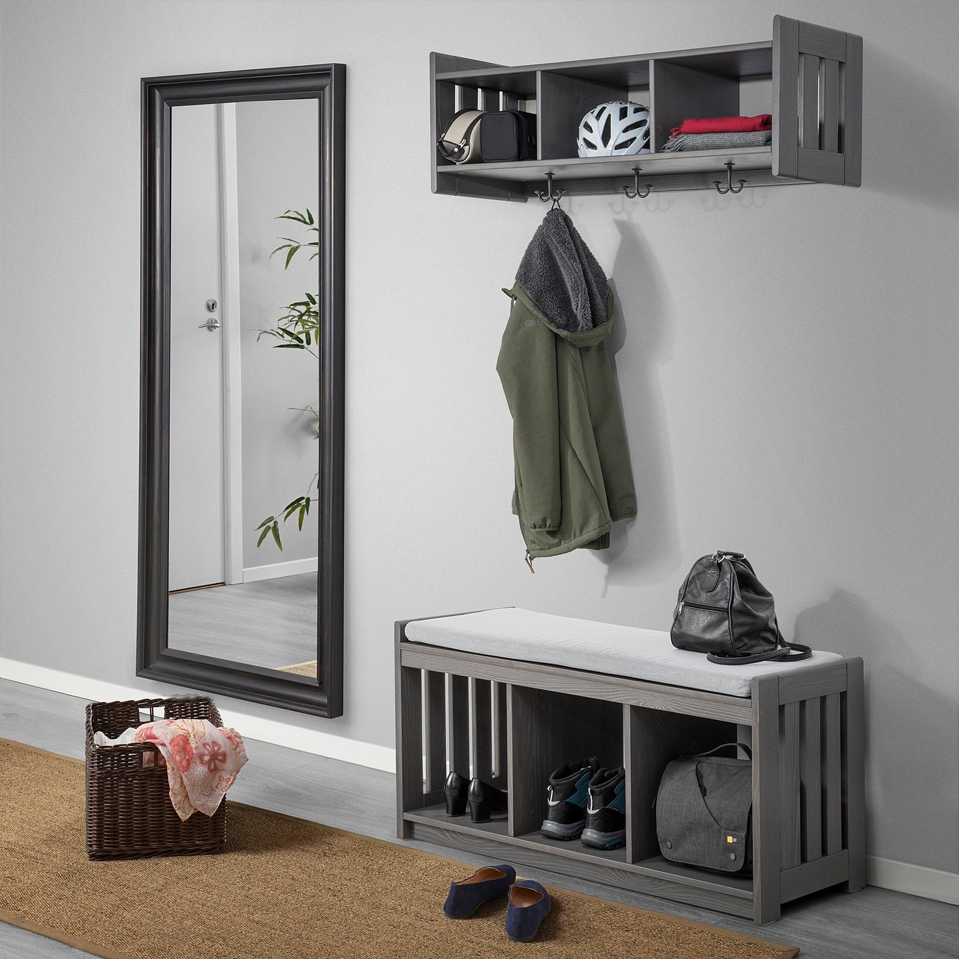 Panget Storage Bench Dark Gray Stained Ikea