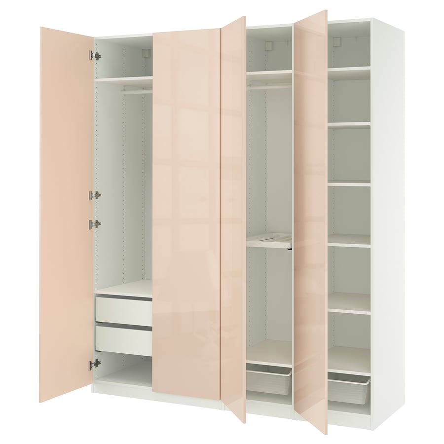PAX / FARDAL wardrobe combination, white/high gloss light orange, 783 ...