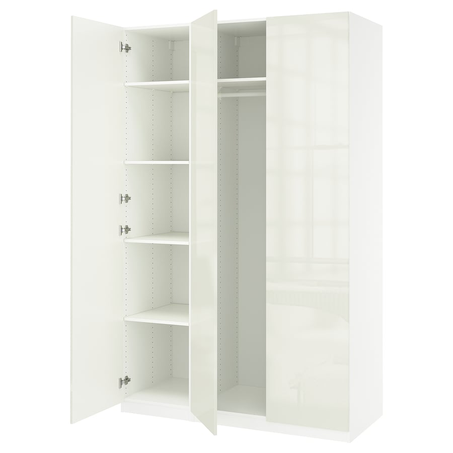 PAX / FARDAL wardrobe combination, white/high gloss white, 59x235/8x931 ...