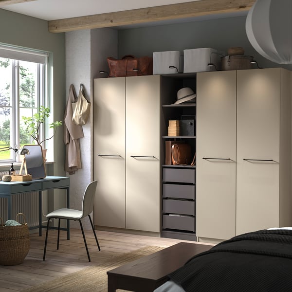 PAX / FORSAND wardrobe combination, gray-beige/dark gray gray-beige ...