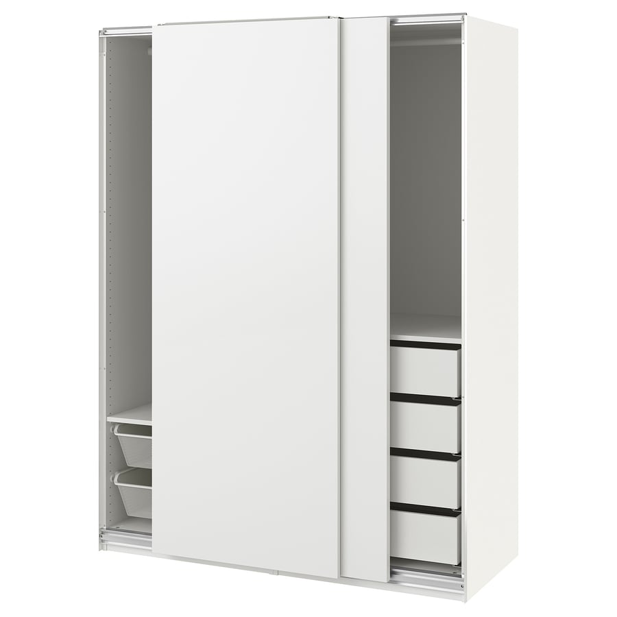 PAX / HASVIK wardrobe with sliding doors, white/white, 59x26x791/8" - IKEA