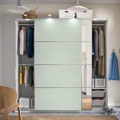 PAX / MEHAMN/AULI wardrobe with sliding doors, white double sided/light ...