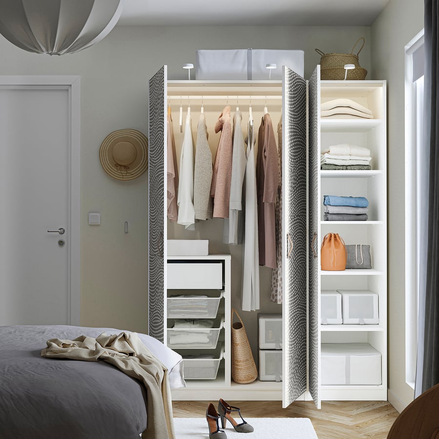 PAX / MISTUDDEN wardrobe combination, white/gray patterned, 59x235 ...