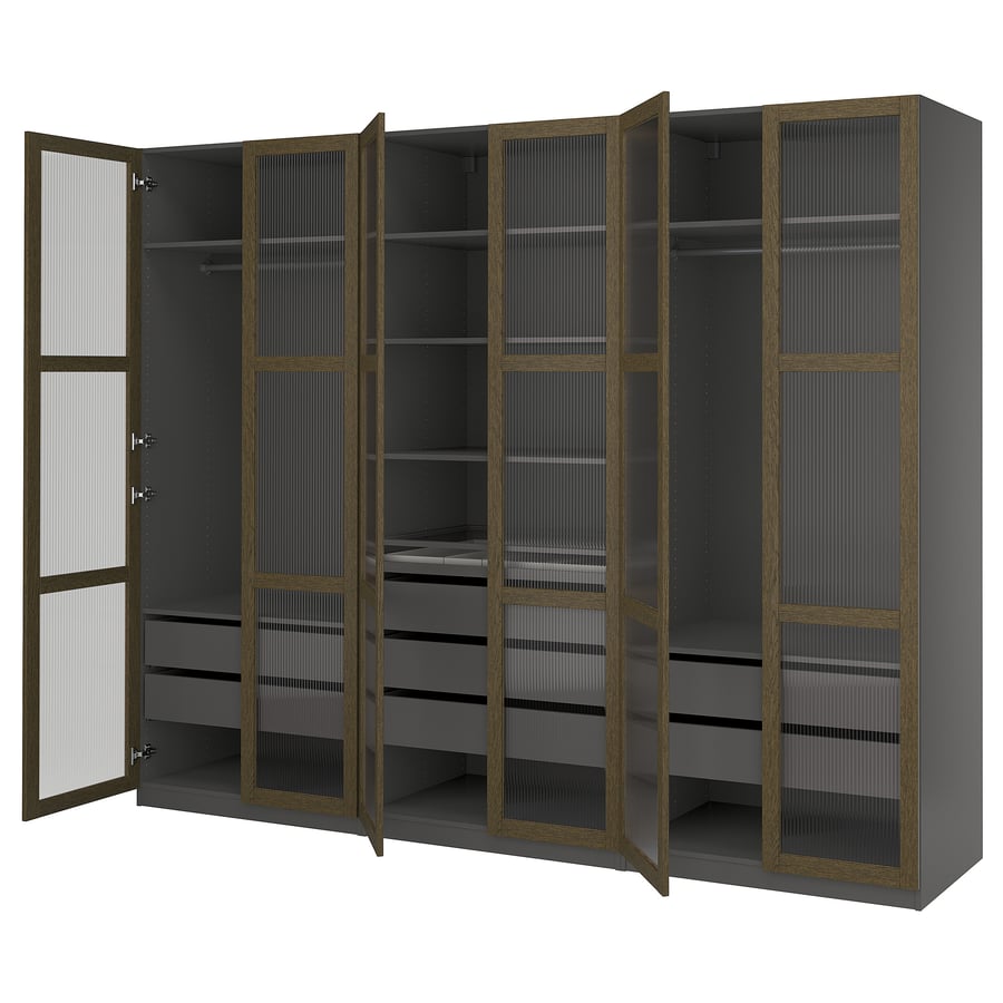 PAX / TONSTAD wardrobe combination, dark gray brown/stained oak veneer ...