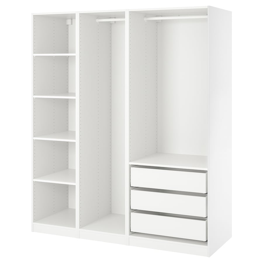 PAX wardrobe combination, white, 687/8x227/8x791/4" - IKEA US