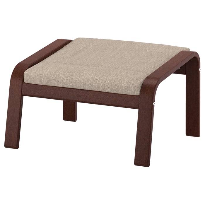 POÄNG armchair and ottoman, brown/Hillared beige - IKEA