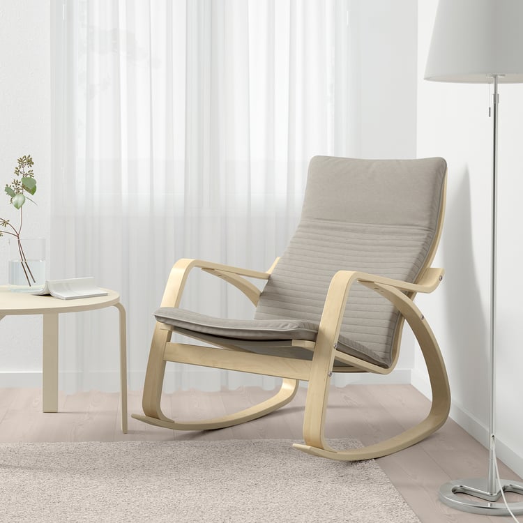 POÄNG rocking chair, birch veneer/Knisa light beige - IKEA