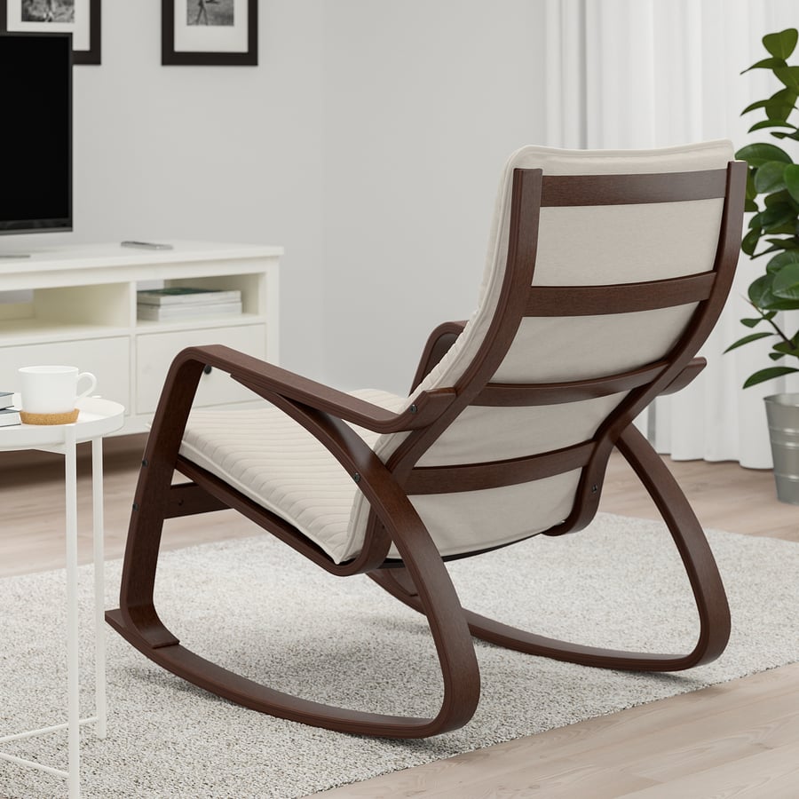 POÄNG rocking chair, brown/Knisa light beige - IKEA