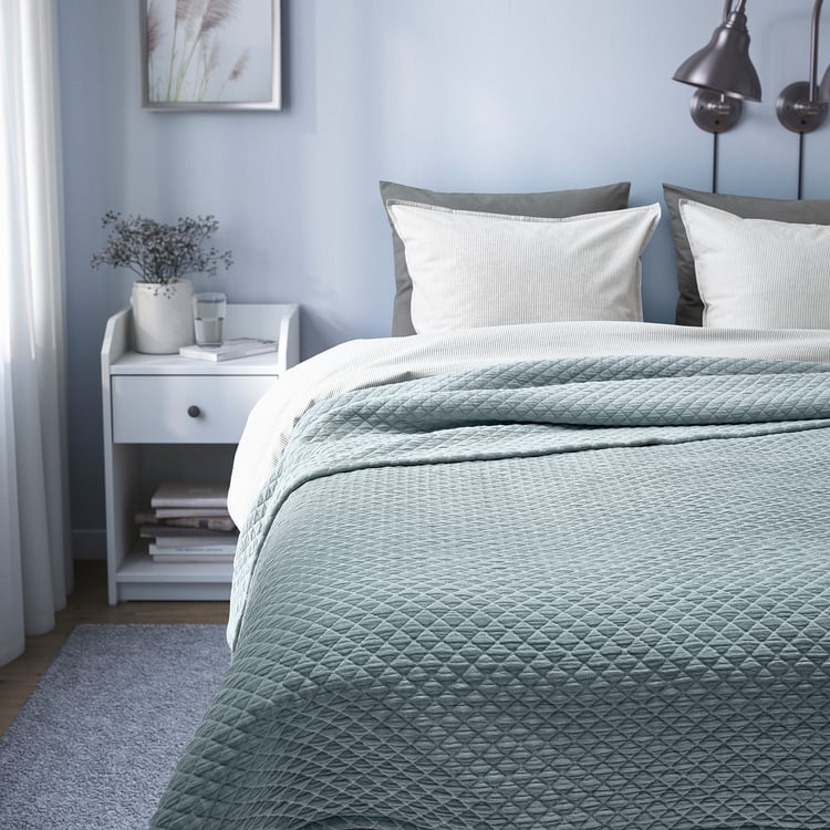PRAKTVIAL bedspread, gray-blue, Full/Queen - IKEA