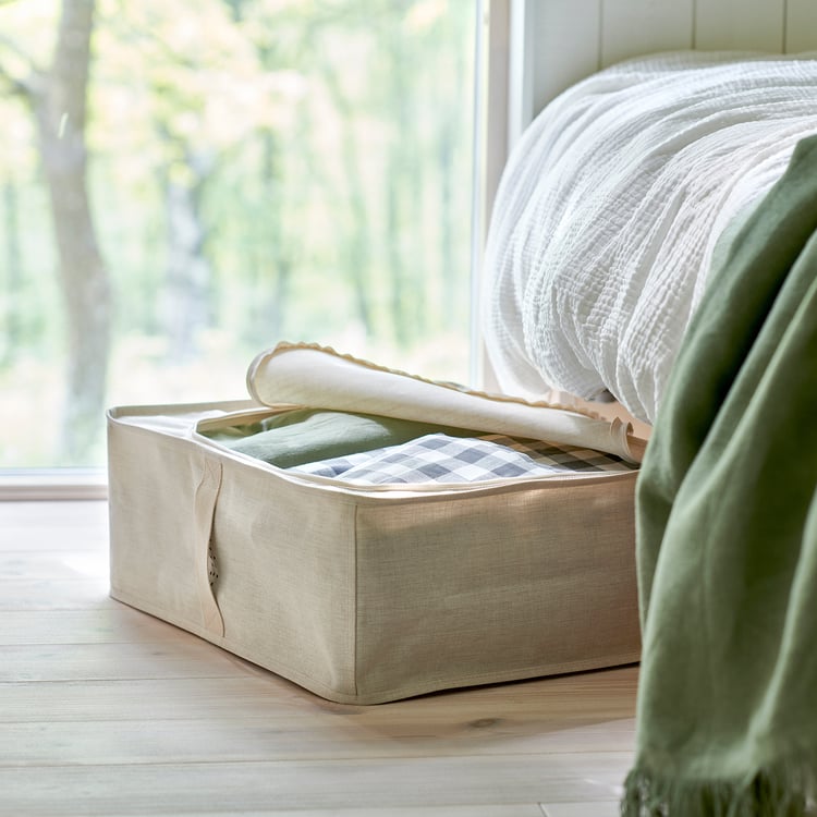 PURRPINGLA storage case, textile/beige, 17x21x7" - IKEA