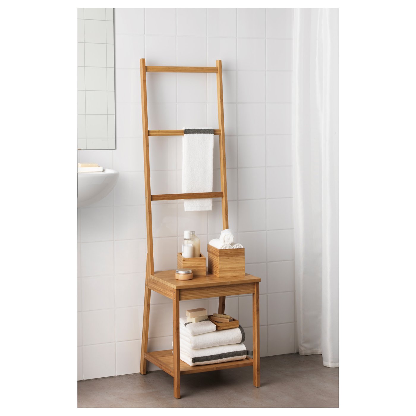 RÅGRUND chair with towel rack, bamboo - IKEA