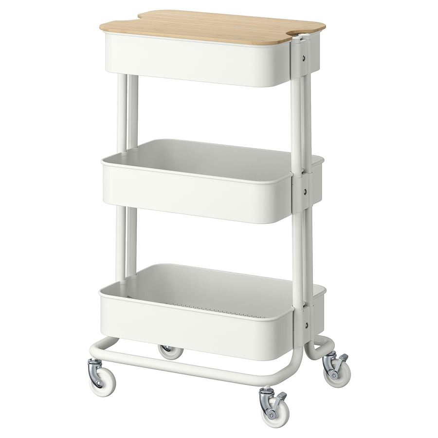 RÅSKOG / NORRÅVA trolley with lid, white, 133/4x173/4x303/8" - IKEA