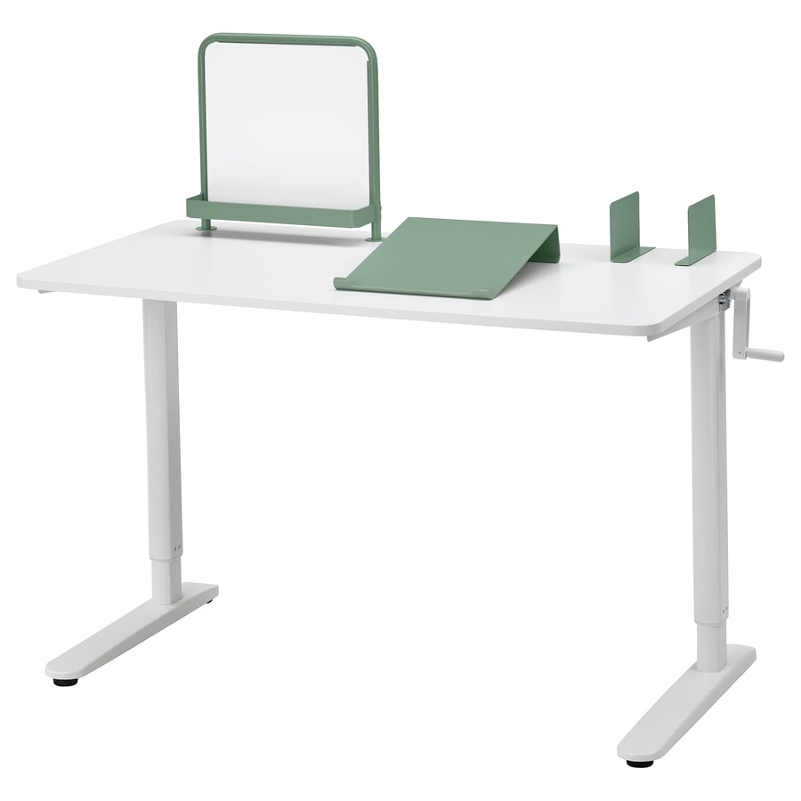 RELATERA desk combination sit/stand, white/light gray-green, 461/8x235 ...
