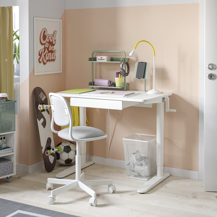 RELATERA desk combination sit/stand, white/light gray-green, 353/8x235 ...