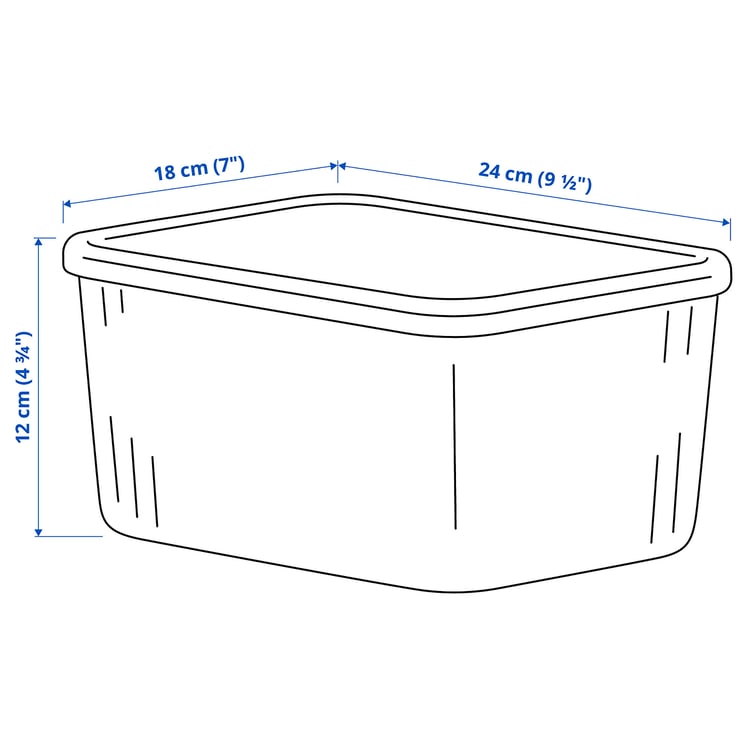 RYKTA storage box with lid, transparent gray-blue, 7x9 ½x4 ¾"/1 gallon ...