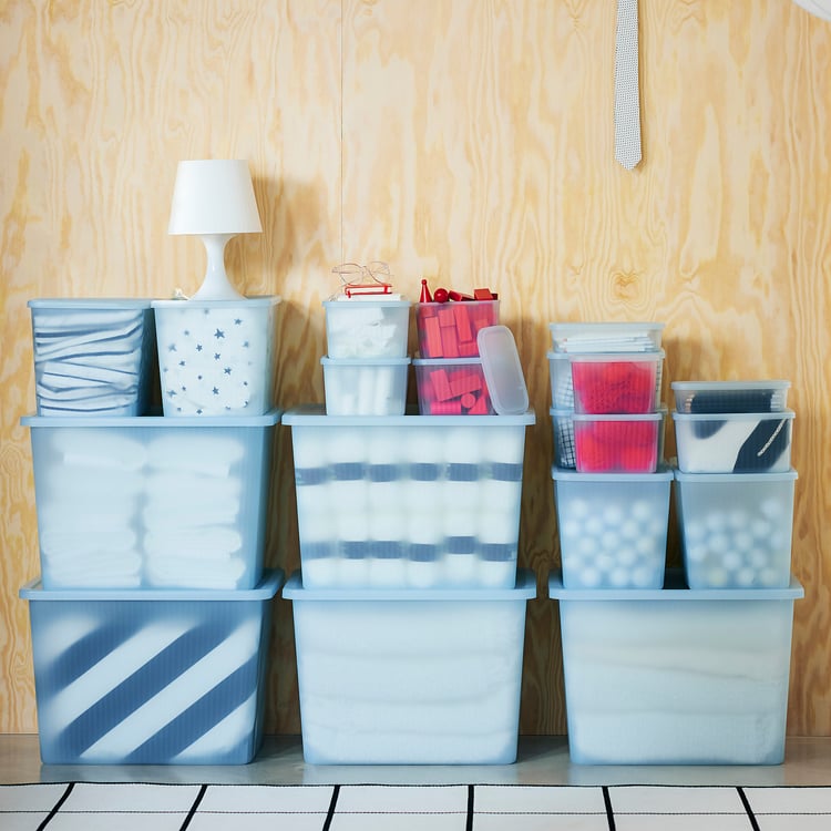 RYKTA storage box with lid, transparent gray-blue, 7x9 ½x4 ¾"/1 gallon ...