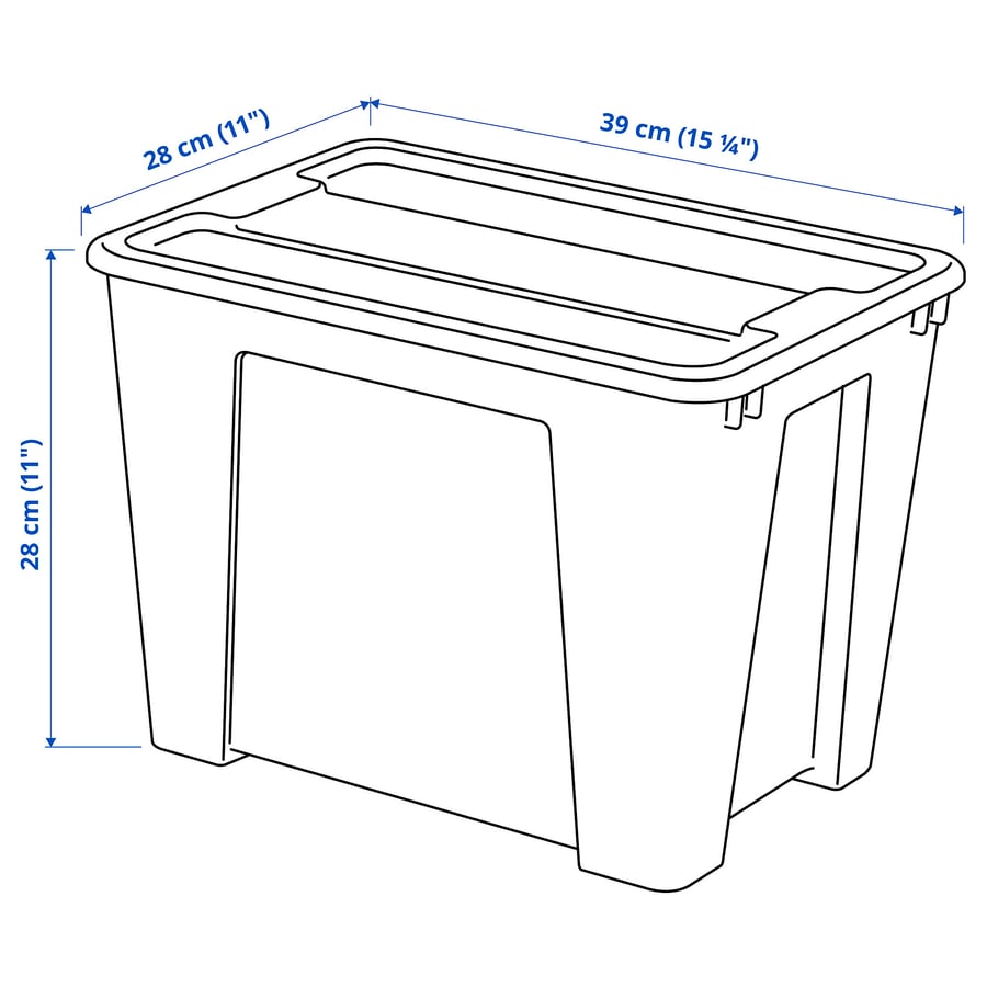 SAMLA box with lid, clear, 15 ¼x11x11"/6 gallon - IKEA
