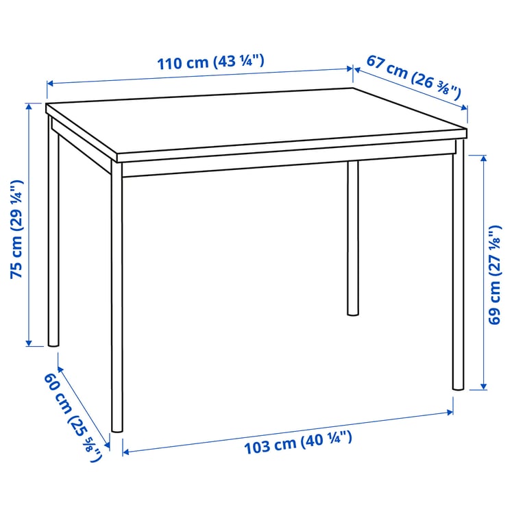 SANDSBERG table, black, 431/4x263/8" - IKEA
