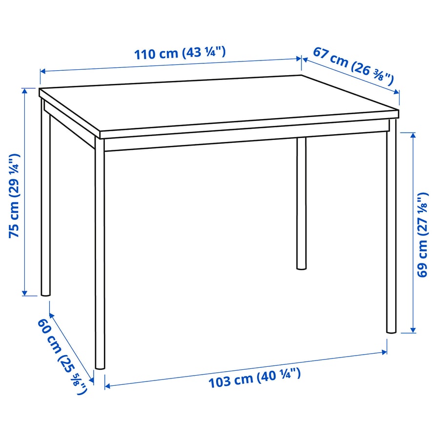 SANDSBERG table, black, 431/4x263/8" - IKEA