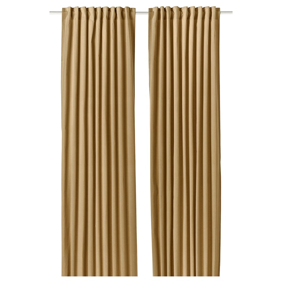 SANELA curtains, 1 pair, beige-yellow/with heading tape, 55x98" - IKEA