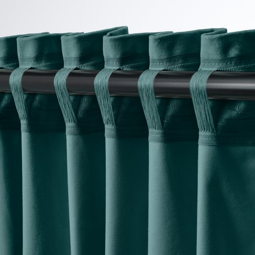 SANELA curtains, 1 pair, dark gray-turquoise/with heading tape, 55x84 ...