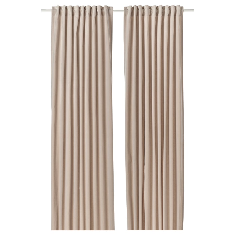 SANELA curtains, 1 pair, light beige/with heading tape, 55x84" - IKEA