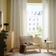 SANELA curtains, 1 pair, off-white/with heading tape, 55x84" - IKEA